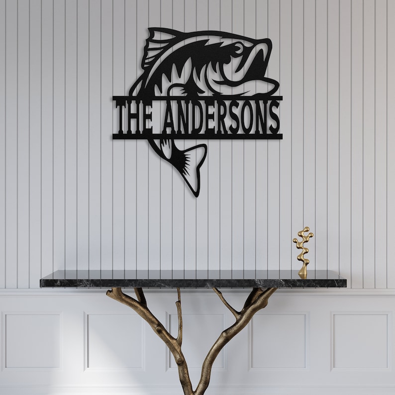 Custom Fish Metal Name Sign, Personalized Fisher Name Sign Home Decor ...