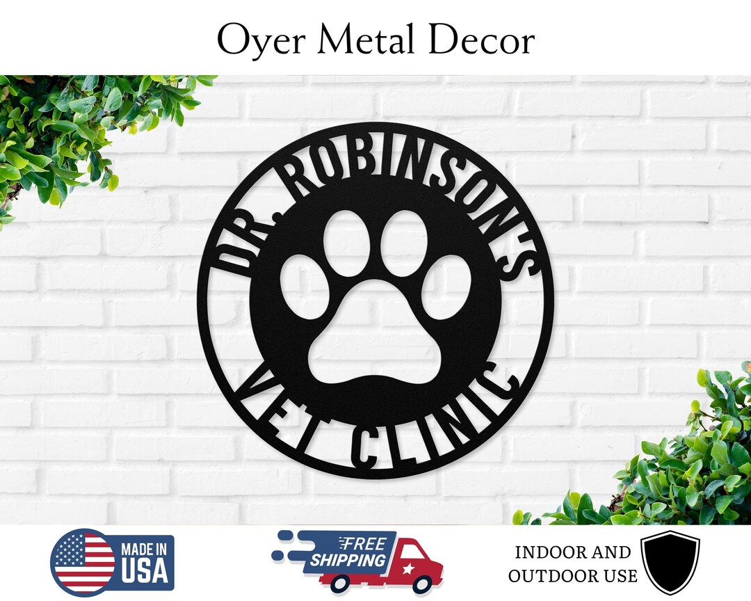Custom Metal Veterinary Sign, Personalized Vet Sign, Pet Lover Gift ...