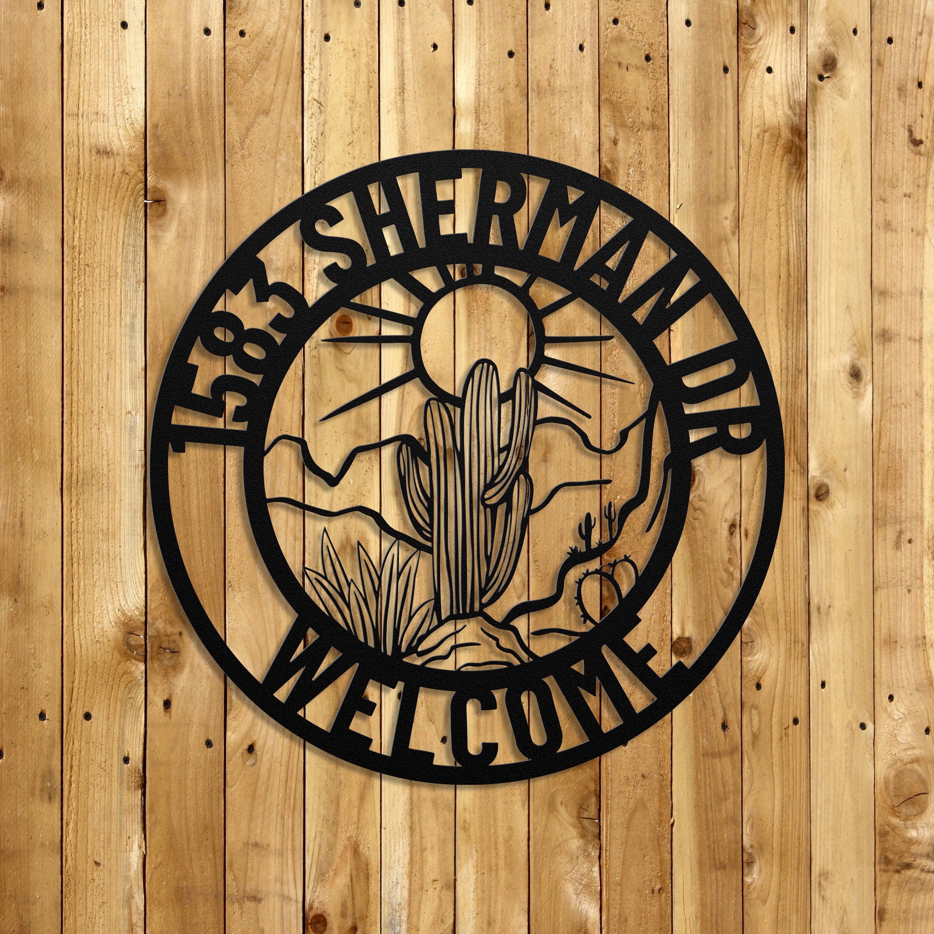 Metal Cactus Decor Sign, Cactus Custom Metal Sign, Metal House Numbers ...