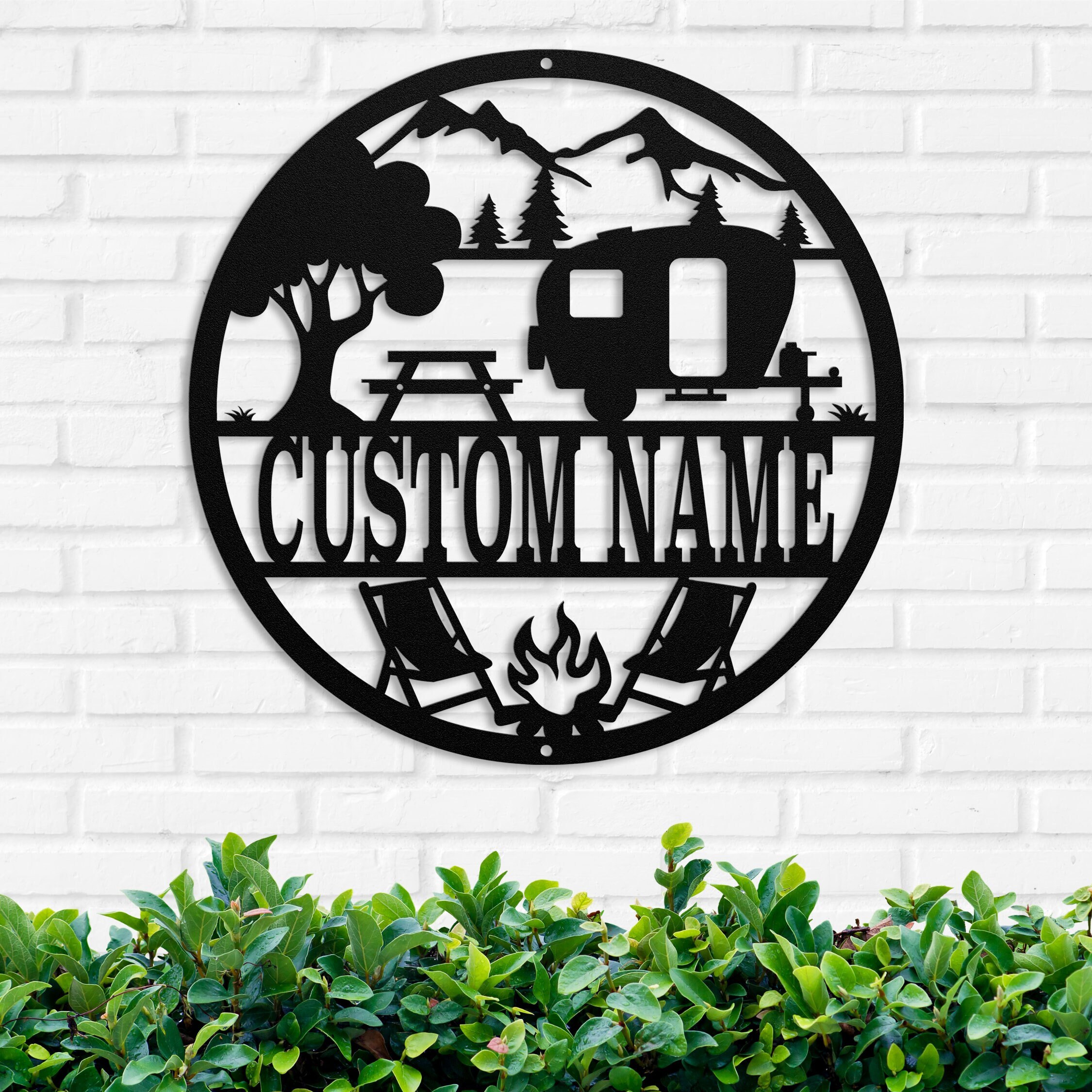 Personalized Campsite Monogram, Custom Last Name Sign, Metal Camping ...