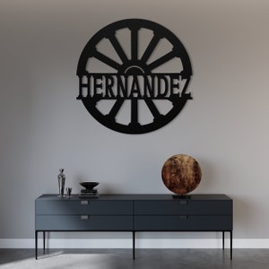 Personalized Wagon Wheel Sign, Custom Metal Monogram, Family Name Sign ...