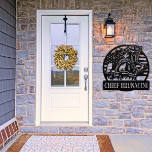 Custom Firefighter Monogram Metal Sign, Personalized Metal Fire ...