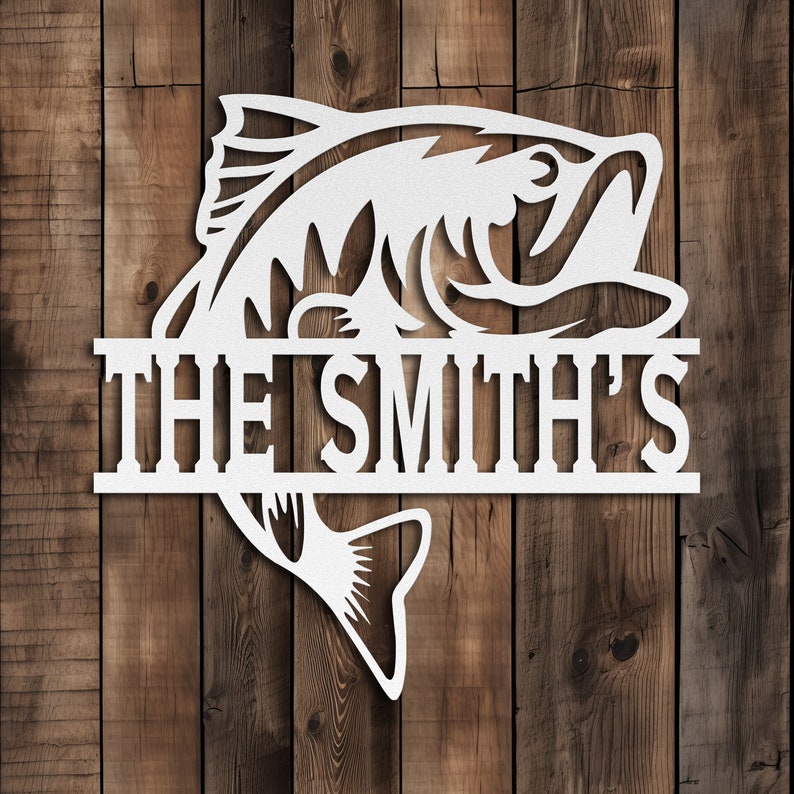 Custom Fish Metal Name Sign, Personalized Fisher Name Sign Home Decor ...