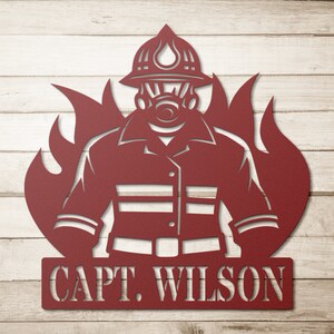 Custom Firefighter Monogram Metal Sign, Personalized Metal Fire ...