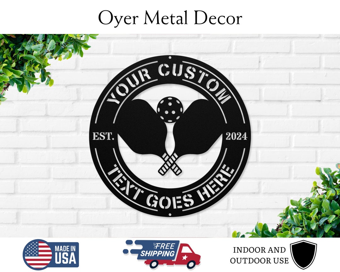 Personalized Pickleball Metal Wall Art, Custom Pickleball Paddle Sign ...