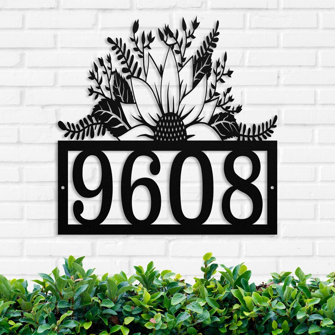 Sunflower Custom Address Sign, Personalized Sunflower Metal House ...