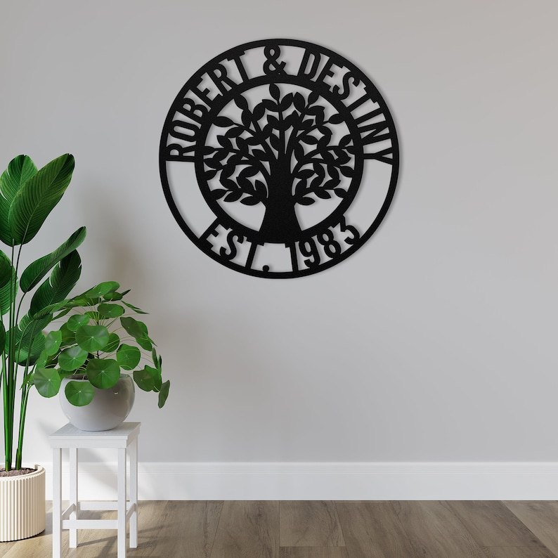 Personalized Tree of Life Metal Sign, Custom Family Tree Monogram Steel ...