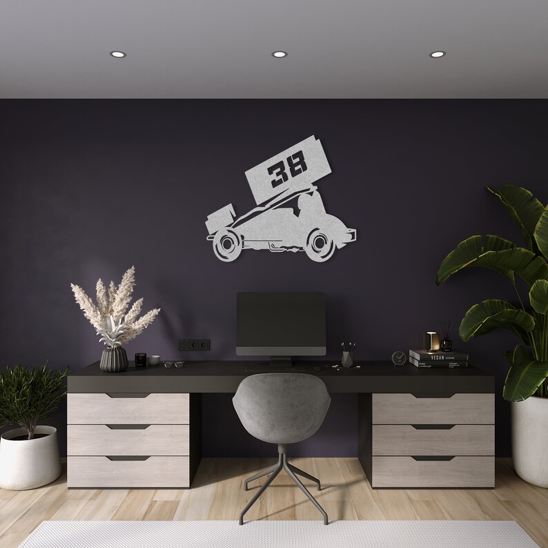 Custom Sprint Car Number Metal Wall Art, Personalized Racer Number Sign ...