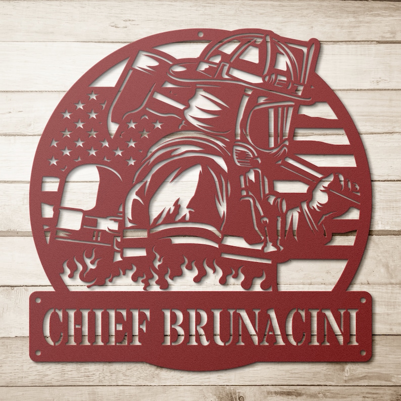 Custom Firefighter Monogram Metal Sign, Personalized Metal Fire ...