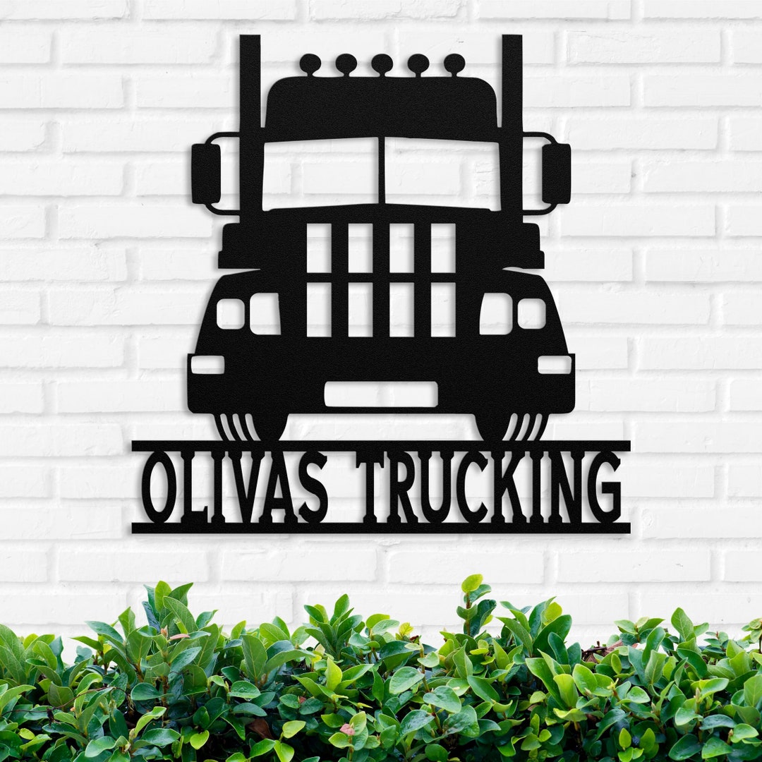 Personalized Trucker Name Sign Metal Wall Art, Custom Semi Truck Home ...