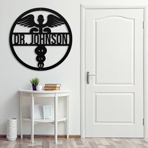 Personalized Metal Doctor Sign, Metal Health Care Sign, Personalized ...