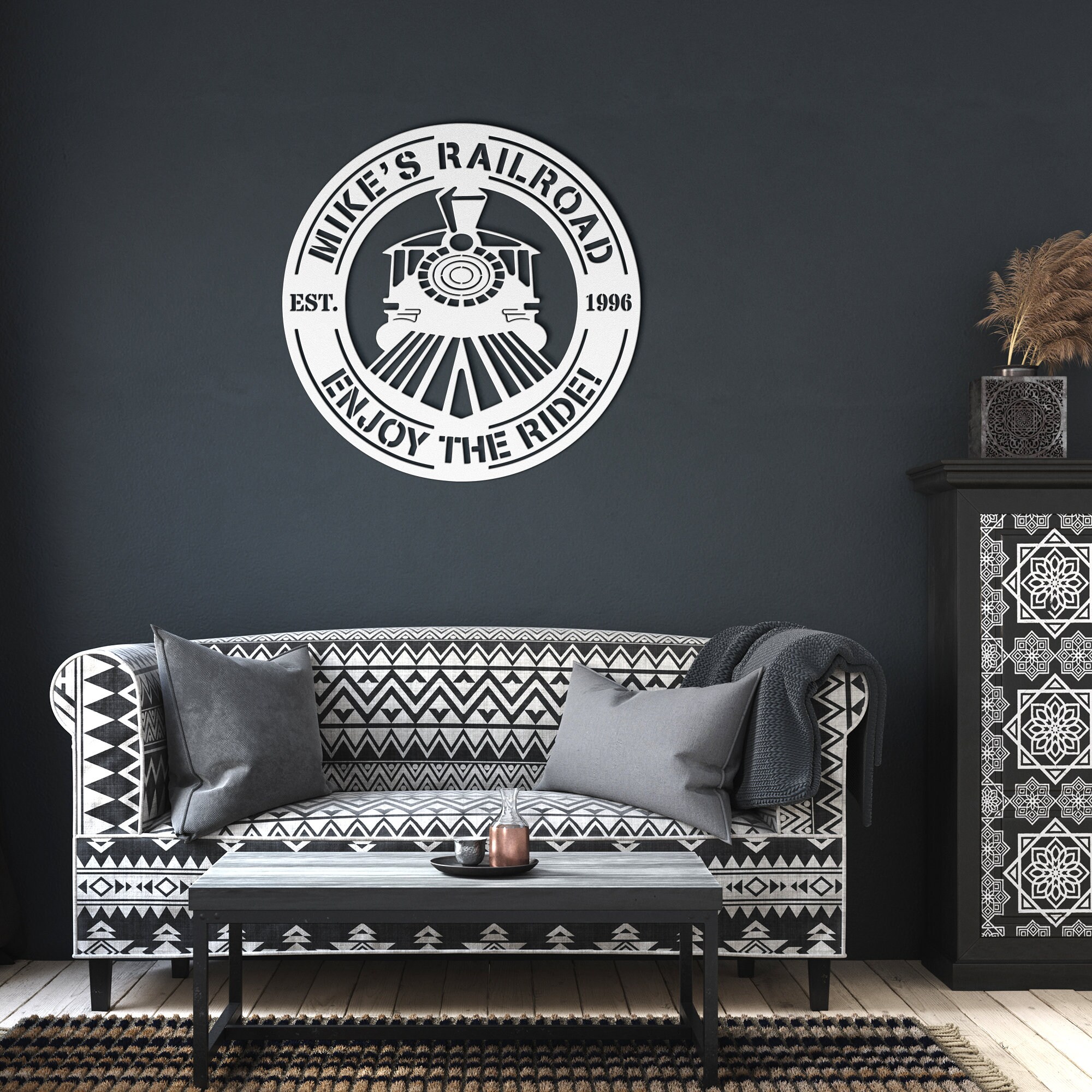 Personalized Metal Train Sign, Custom Metal Name Sign, Railroad Sign ...