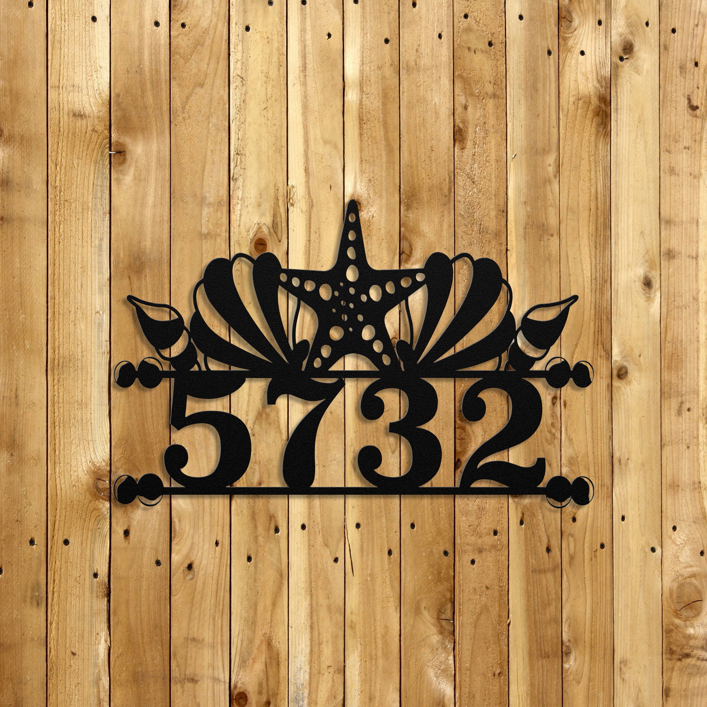 Metal Starfish House Numbers Sign, Personalized Seashell Address Plaque ...
