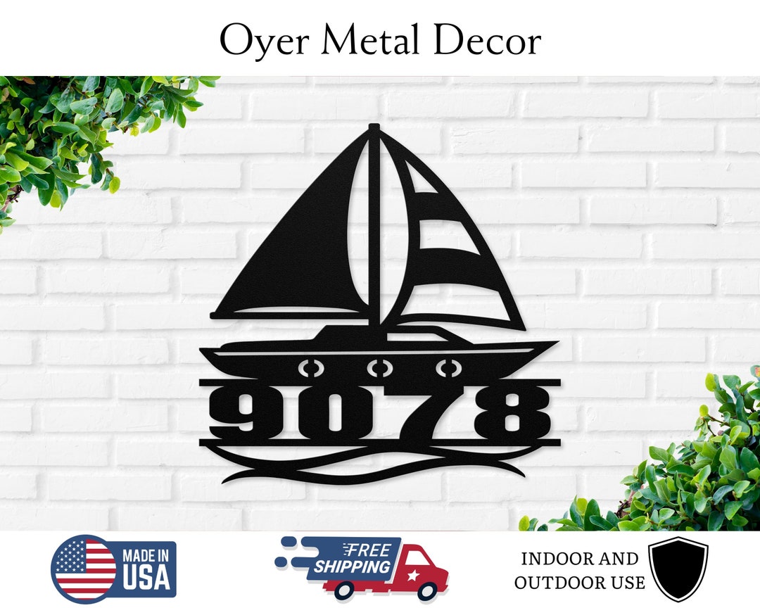Personalized Sailboat Address Sign for House, Coastal Beach House ...