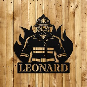 Custom Firefighter Monogram Metal Sign, Personalized Metal Fire ...