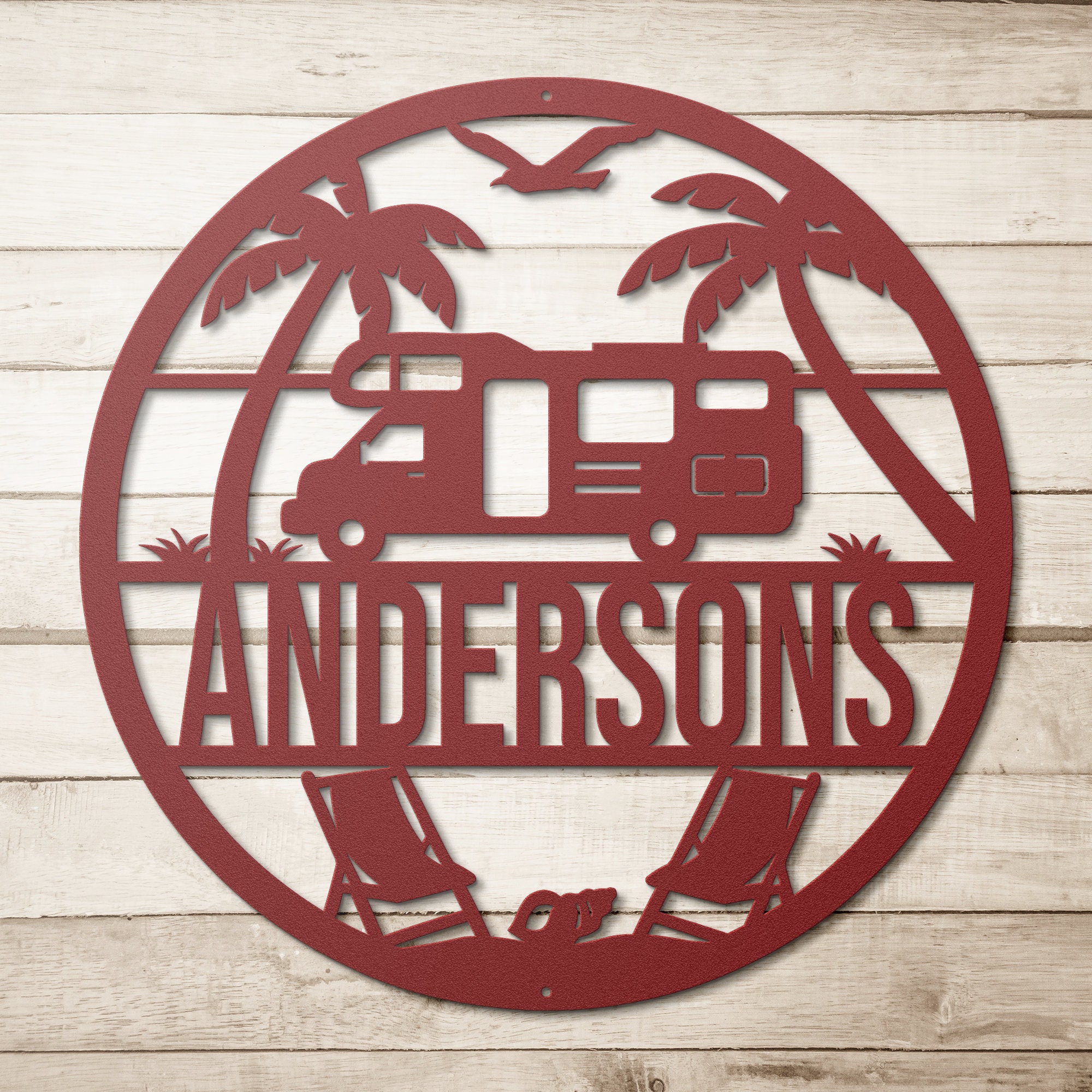 Personalized Happy Camper Metal Sign, Camping Sign, Beach Caravan Metal ...