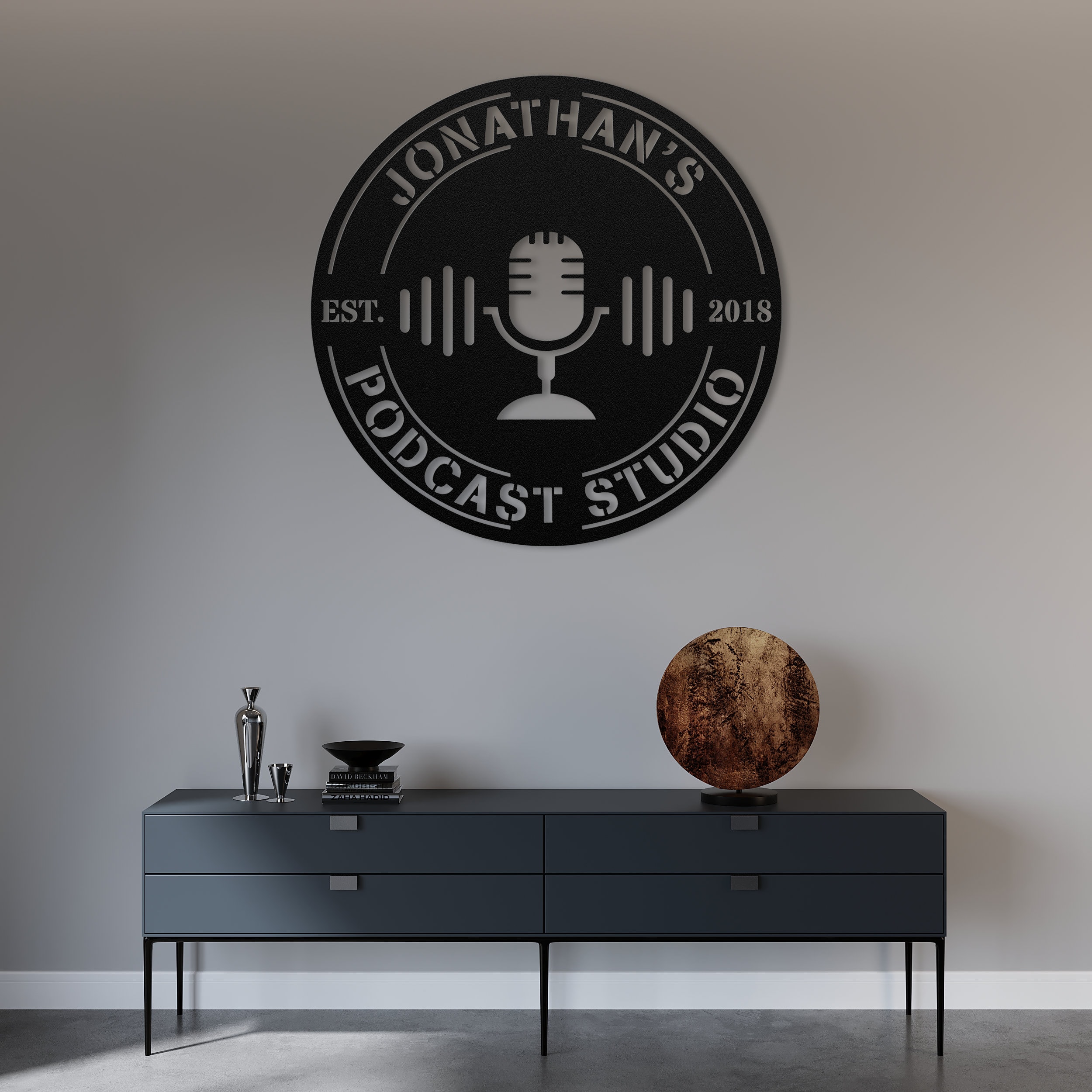 Personalized Metal Music Studio Sign, Custom Podcast Studio Sign ...