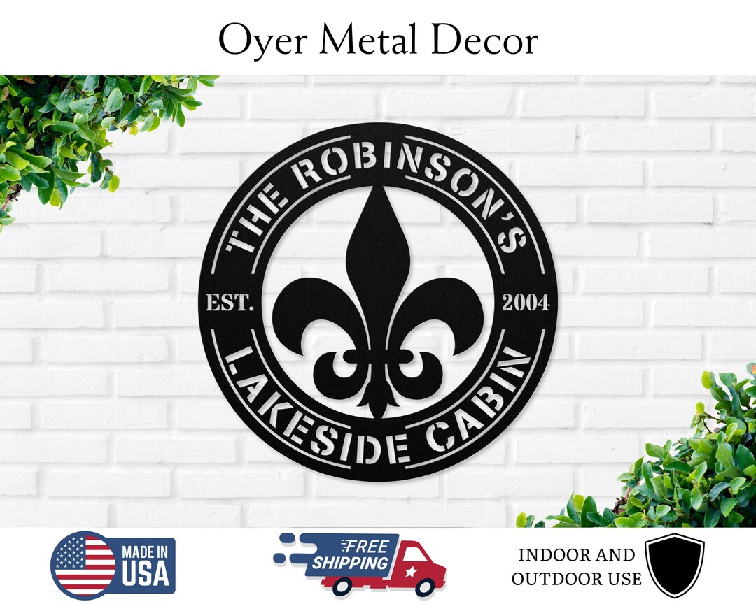 Personalized Fleur De Lis Metal Sign, Fleur De Lis Custom Sign, Fleur ...
