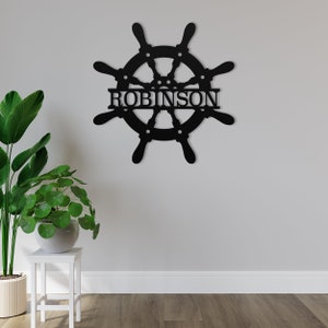 Ship's Wheel Personalized Metal Sign, Ship Wheel Monogram, Pirate Ship ...