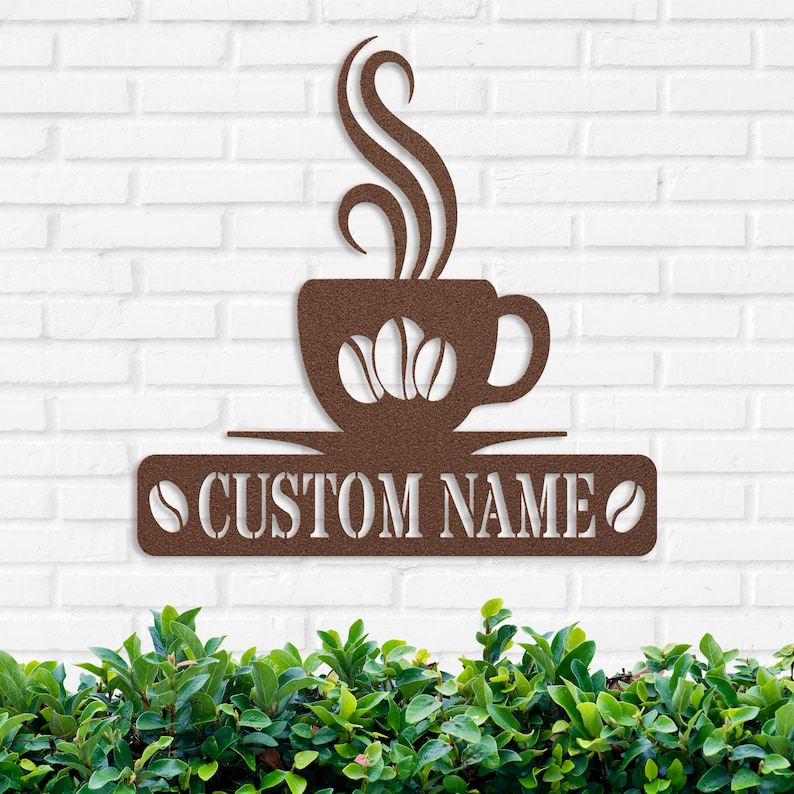 Custom Coffee Bar Metal Sign, Coffee Sign, Personalized Coffee Shop ...