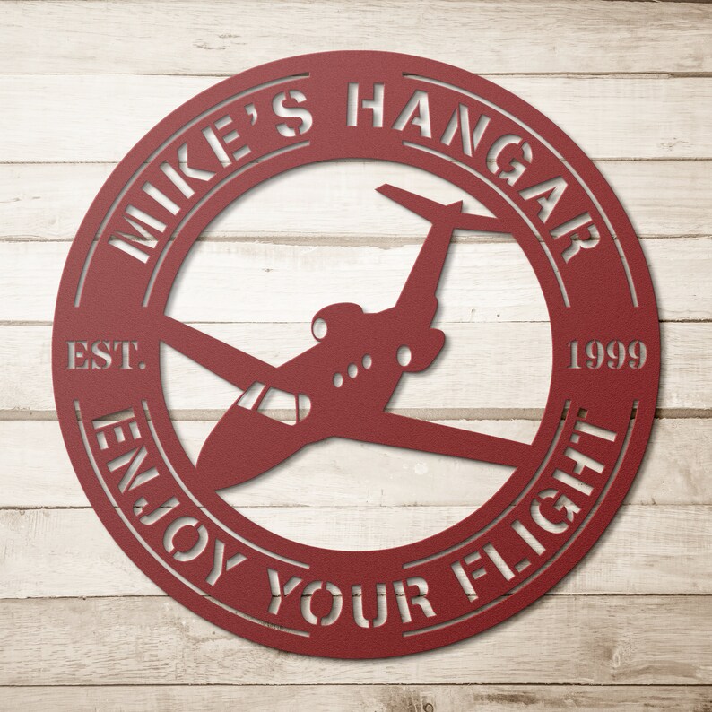 Personalized Metal Airplane Hangar Sign, Custom Plane Decor Metal Sign ...