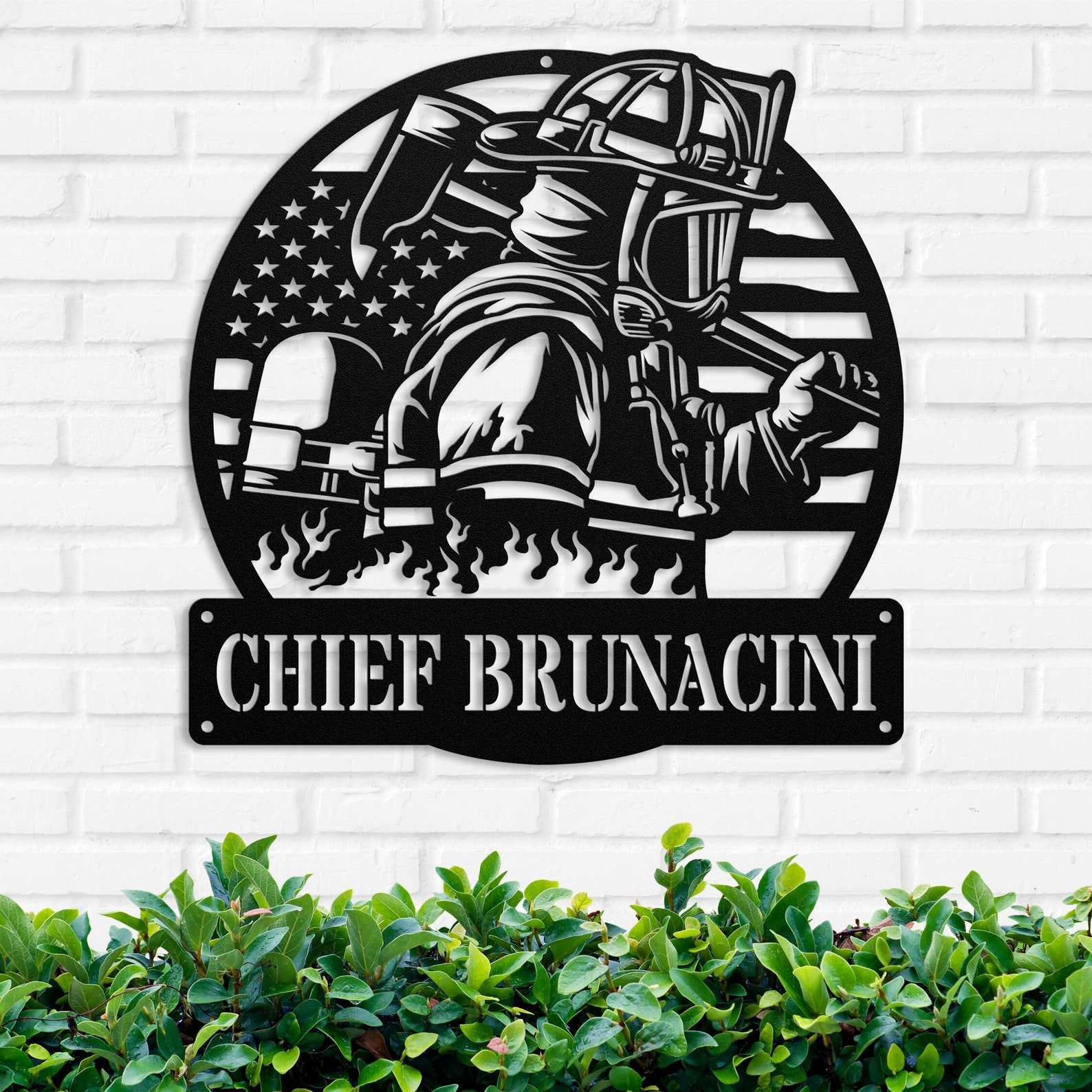 Custom Firefighter Monogram Metal Sign, Personalized Metal Fire ...