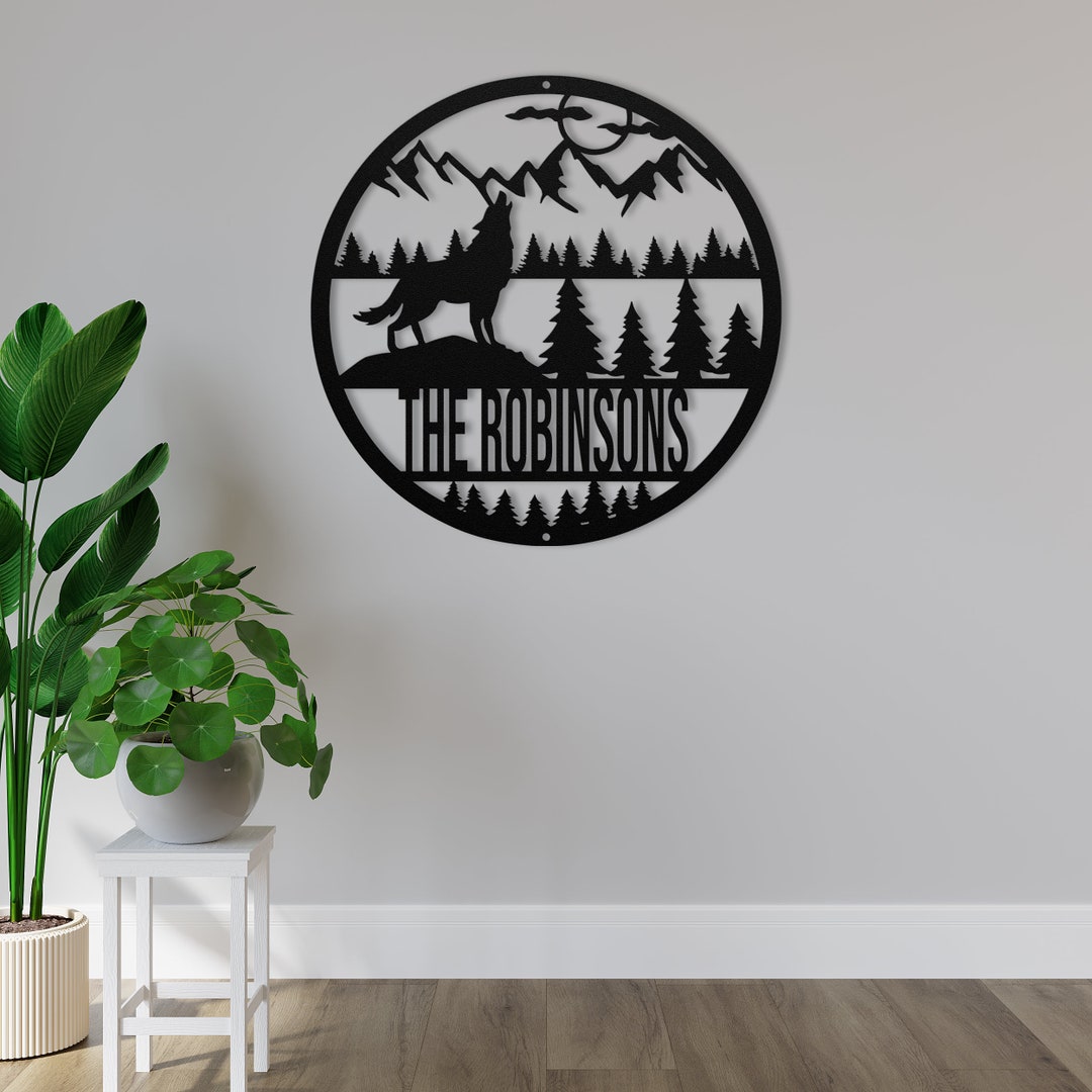 Personalized Howling Wolf Metal Ranch Sign, Custom Wolf Sign, Wolf ...