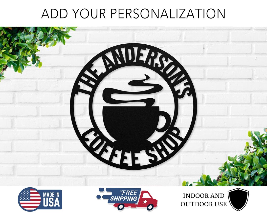 Custom Coffee Bar Metal Sign, Coffee Sign, Personalized Coffee Shop ...