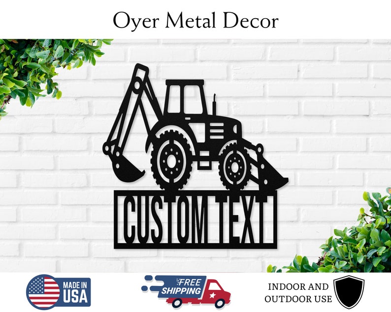 Personalized Backhoe Loader Construction Metal Wall Art, Custom ...