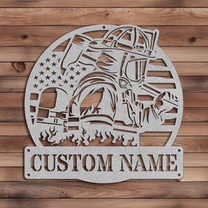 Custom Firefighter Monogram Metal Sign, Personalized Metal Fire ...