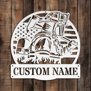 Custom Firefighter Monogram Metal Sign, Personalized Metal Fire ...