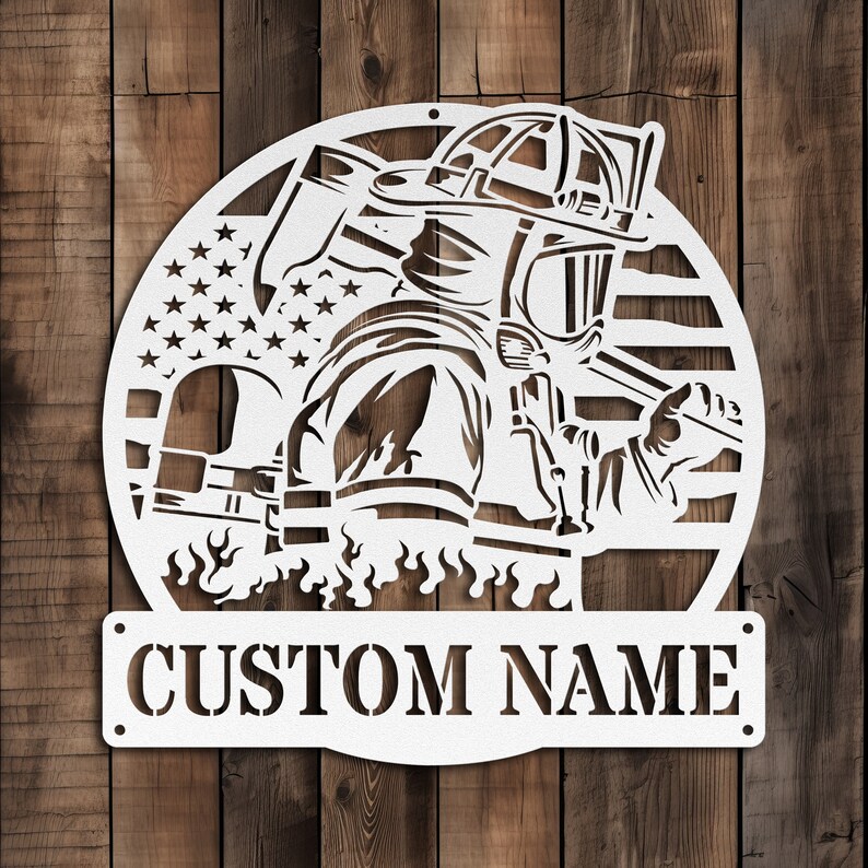 Custom Firefighter Monogram Metal Sign, Personalized Metal Fire ...