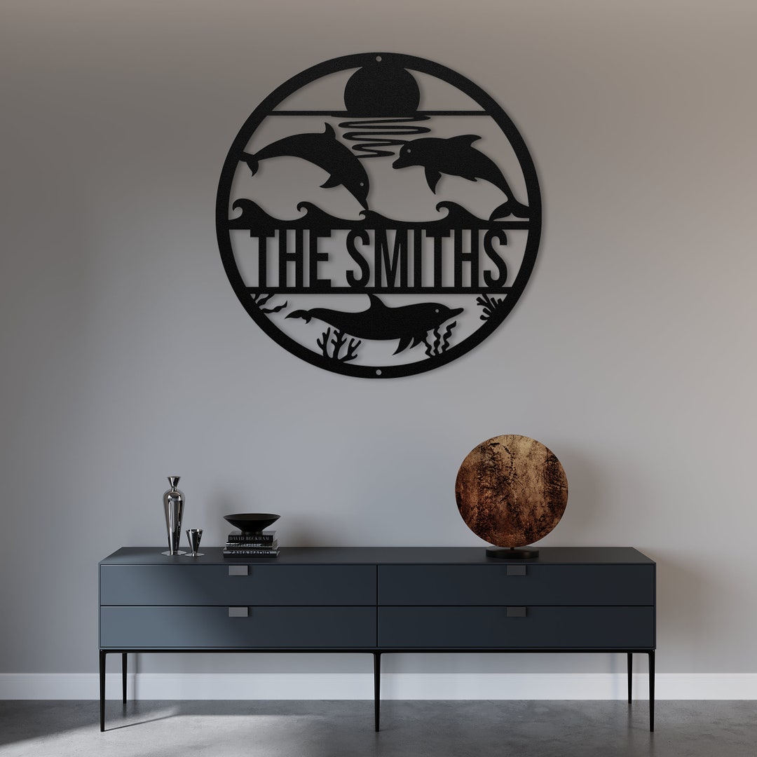 Personalized Metal Dolphin Sign, Dolphin Metal Art, Personalized Metal ...