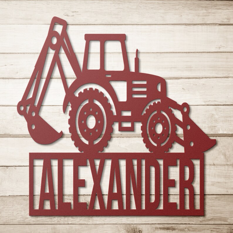 Personalized Backhoe Loader Construction Metal Wall Art, Custom ...