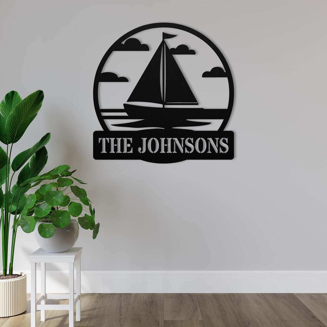 Personalized Sailboat Metal Sign, Nautical Lake House Decor, Sailboat ...