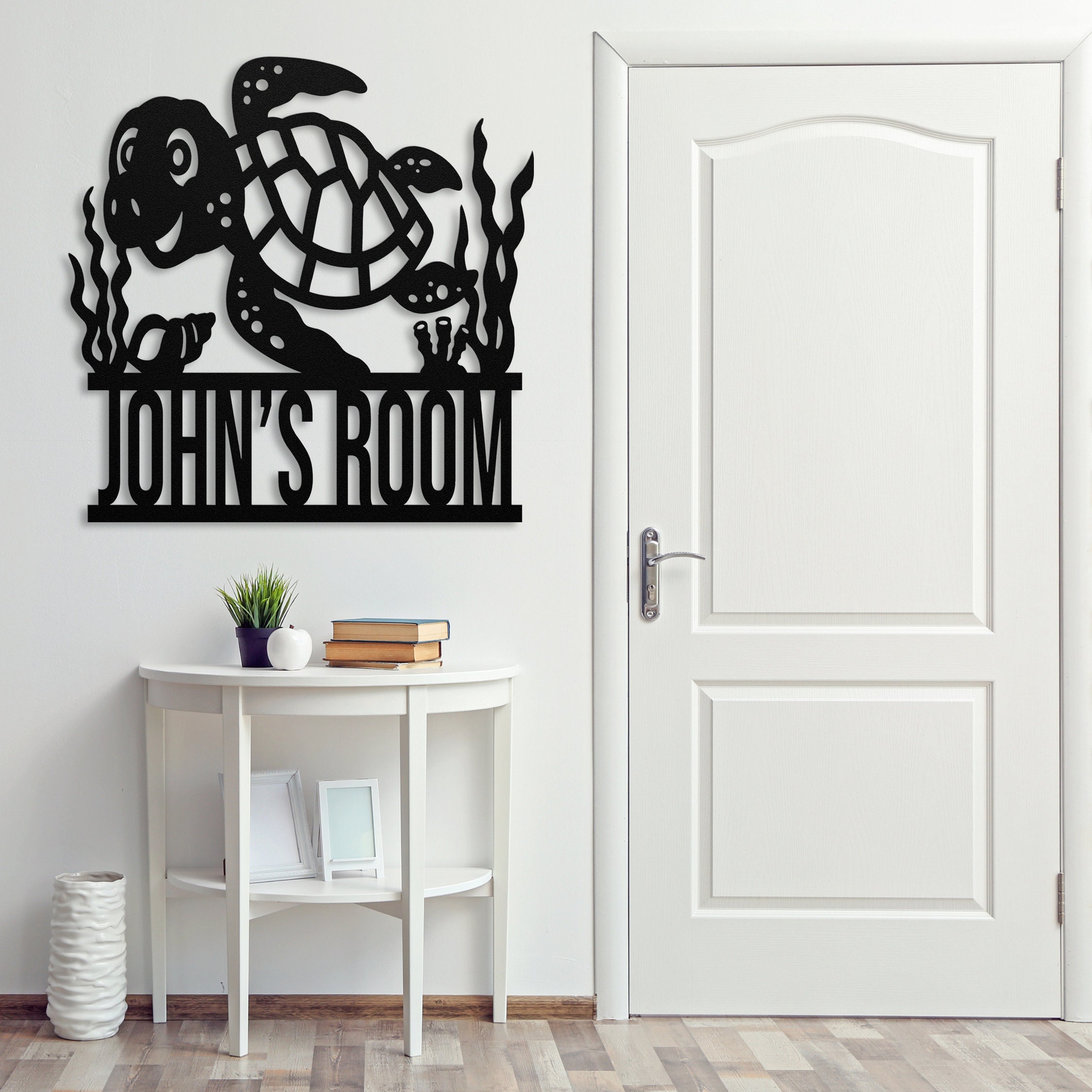 Turtle Name Sign, Personalized Sea Turtle Monogram Sign, Custom Beach ...