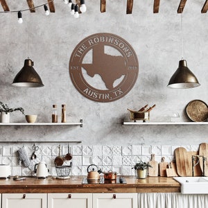 Texas State Family Name Sign, Custom Texas Metal Sign, Last Name Metal ...