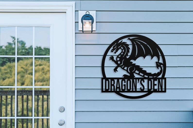 Personalized Dragon Monogram Sign, Custom Dragon Metal Art ...