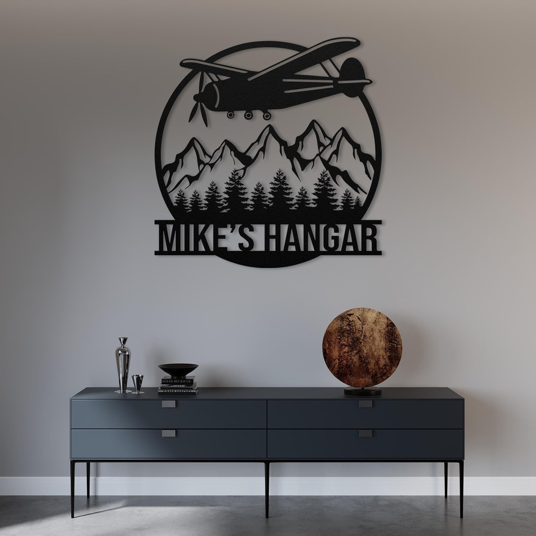 Custom Propeller Plane Metal Sign, Personalized Airplane Hangar Sign ...