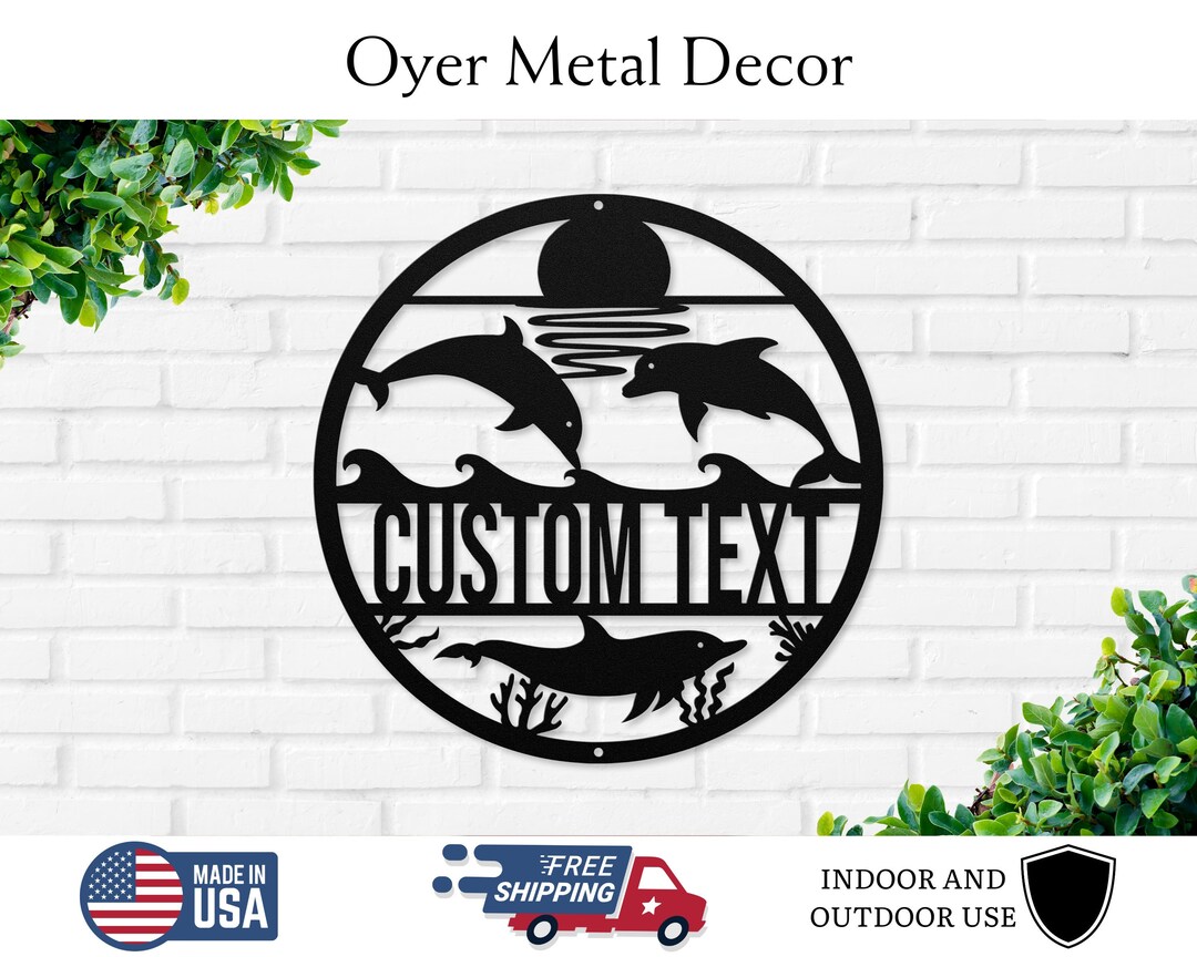 Personalized Metal Dolphin Sign, Dolphin Metal Art, Personalized Metal ...