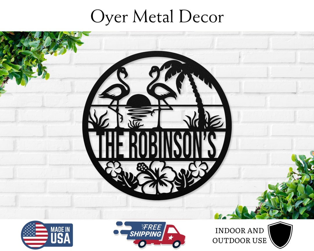 Metal Flamingo Personalized Sign, Custom Flamingo Wall Art, Flamingo ...