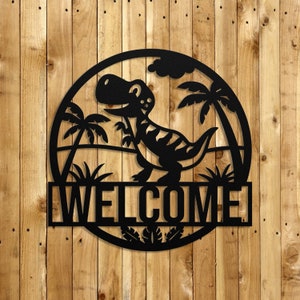 Personalized T Rex Dinosaur Name Sign, Metal Wall Art, Custom Dinosaur ...