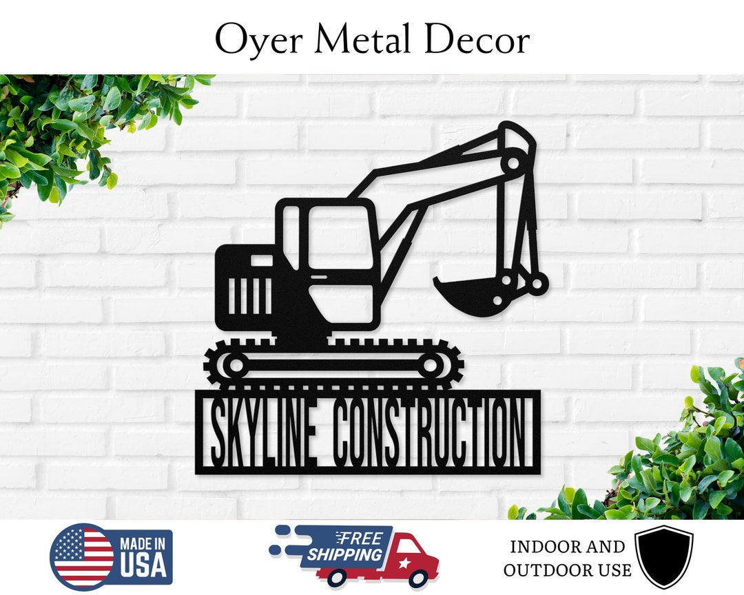Excavator Digger Name Sign, Boys Construction Truck Metal Decor, Custom ...