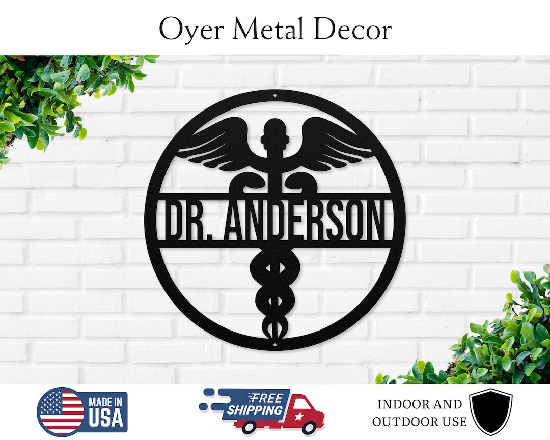 Personalized Metal Doctor Sign, Metal Health Care Sign, Personalized ...