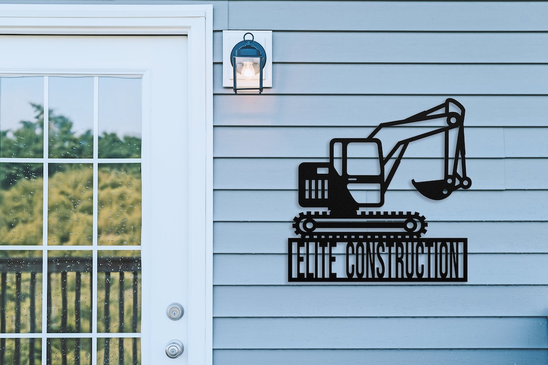 Excavator Digger Name Sign, Boys Construction Truck Metal Decor, Custom ...