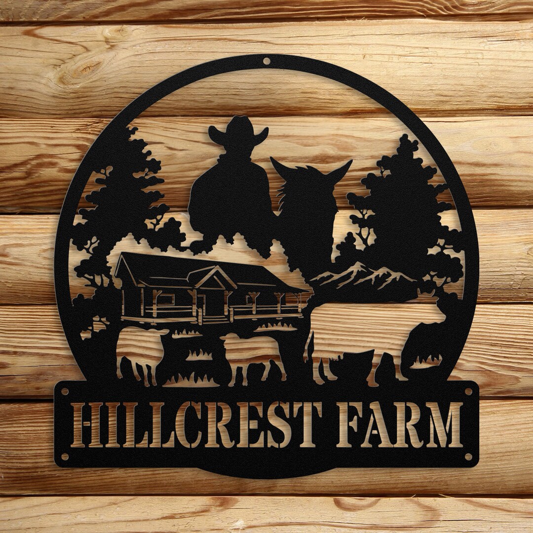 Personalized Farmhouse Metal Sign, Custom Family Name Monogram ...