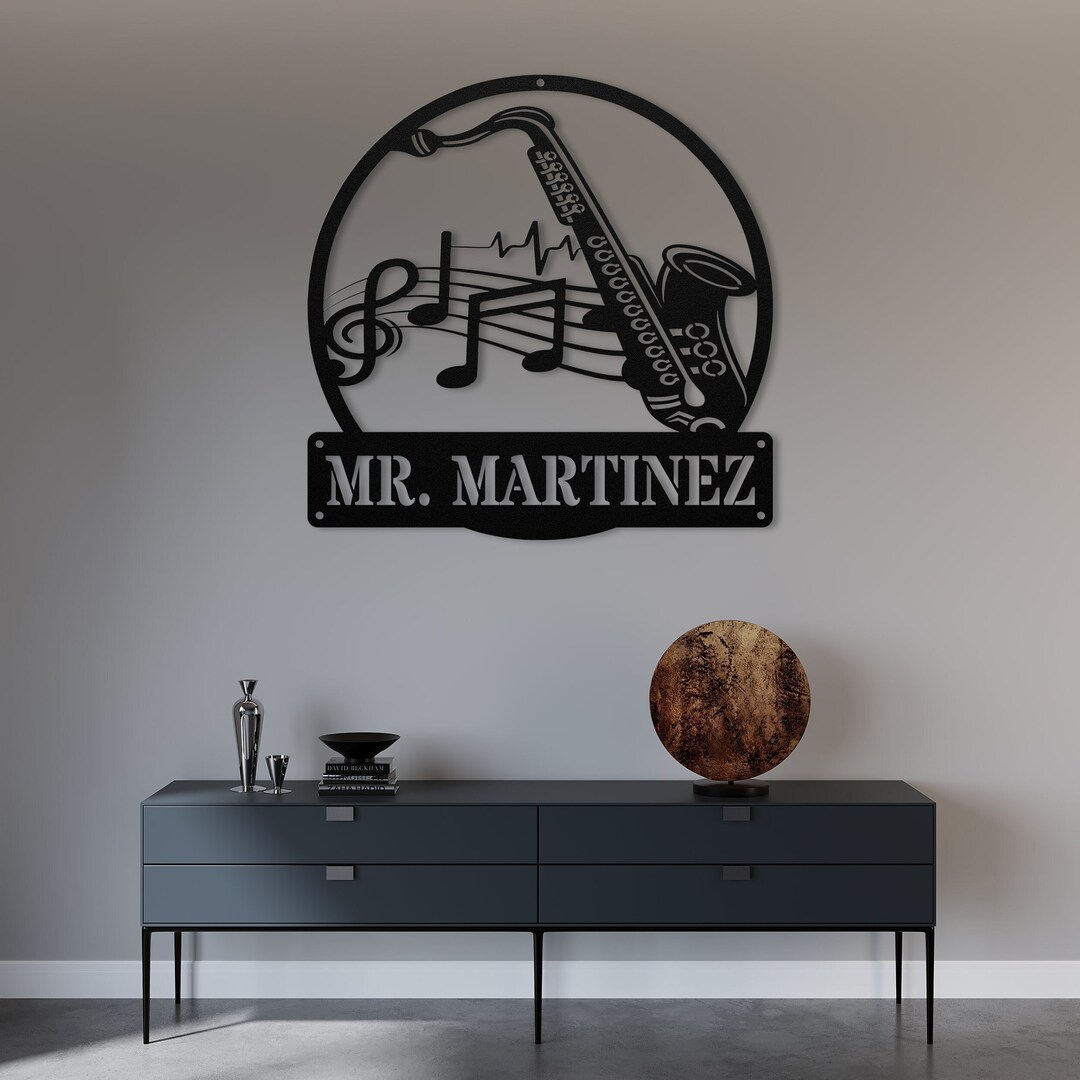 Personalized Saxophone Metal Sign, Custom Saxophone Player Name Sign ...