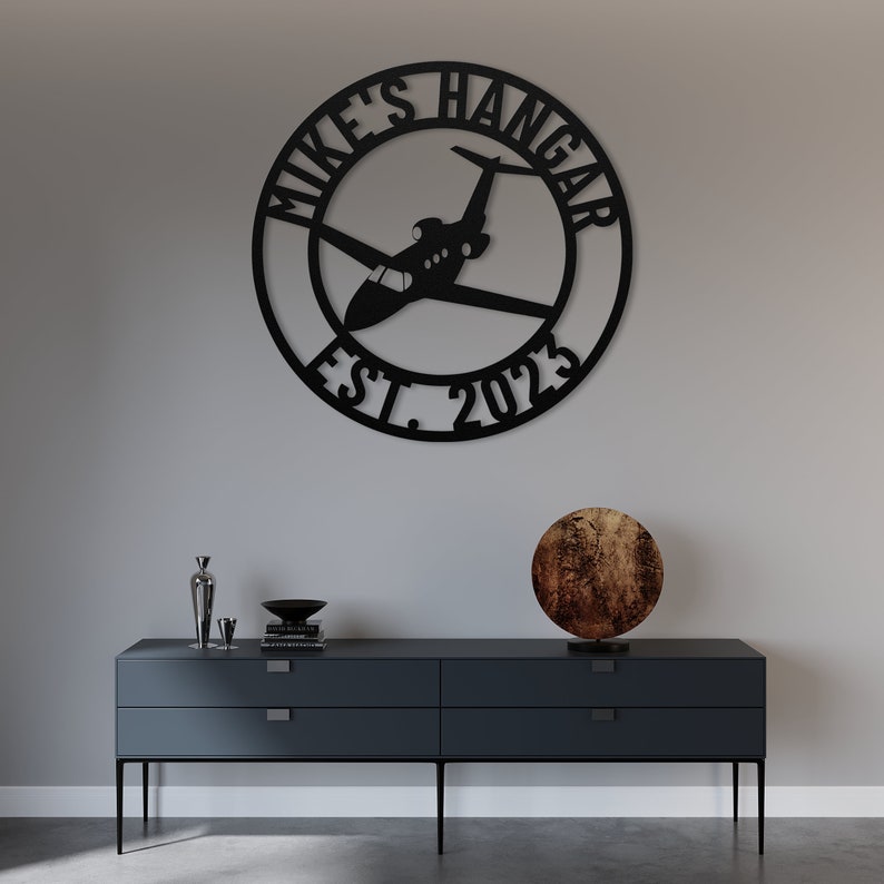 Personalized Metal Airplane Hangar Sign, Custom Plane Decor Metal Sign ...