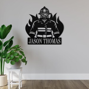 Custom Firefighter Monogram Metal Sign, Personalized Metal Fire ...