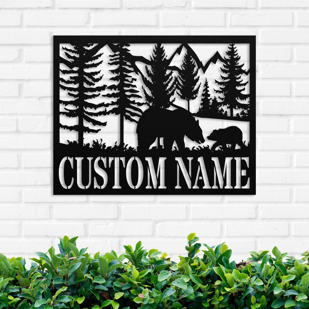 Custom Bear Metal Sign, Personalized Mama Bear Forest Sign, Bear in ...